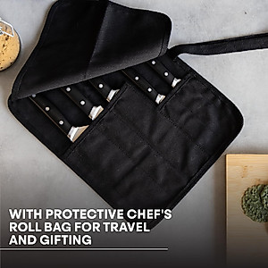 MasterChef Chef Knife Set with Bag, Knife Roll Set with 5 Professional Quality Kitchen Knives for Precision Home Cooking, High Carbon Stainless Steel Blades & Triple Riveted Handles