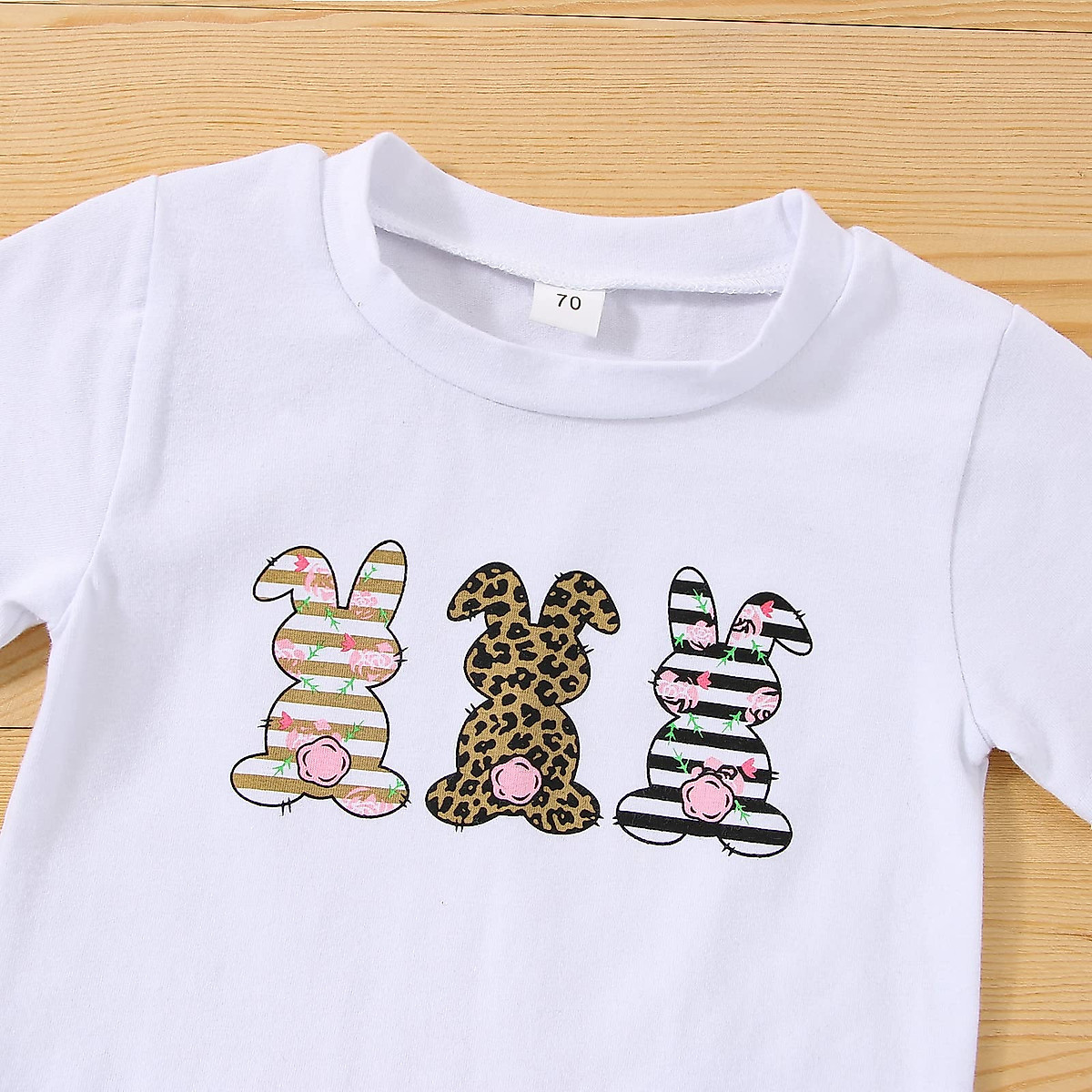 Fernvia Infant Baby Girls Easter Outfits Short Sleeve Rabbit Print Romper Elastic Waist Shorts with Hairband 3Pcs Clothes Set (A Pink, 6-12 Months)