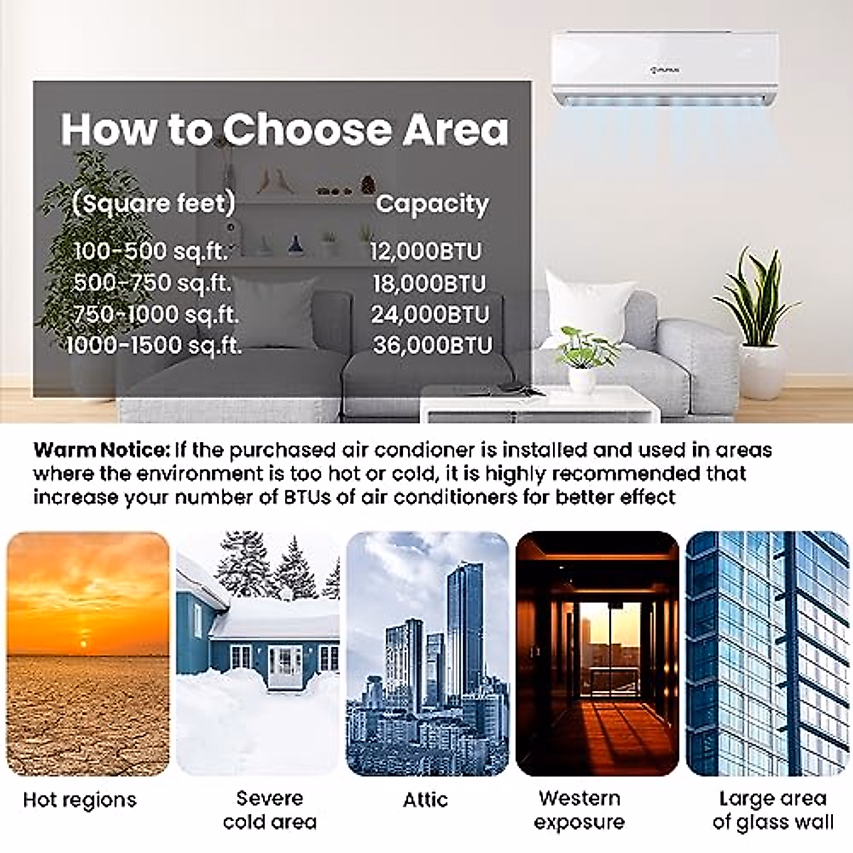 AURUS 2 Ton 24000 BTU Mini Split Cools Up to 1000.Sq.Ft Energy Efficient Ductless Air Conditioner, with Heat Pump and Pre-Charged 10ft Installation Kits 220v