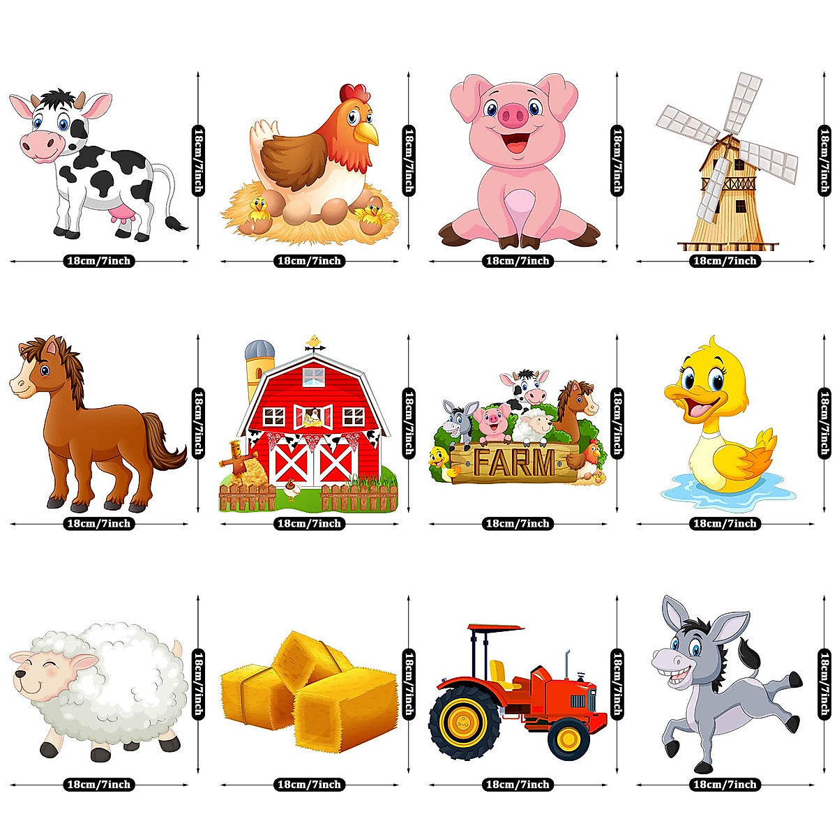 30 Pieces Farm Animal Party Hanging Swirl Decorations, Barnyard Theme Birthday Party Supplies Farm Animal Hanging Foil Swirls Ceiling Decor for Girls Boys Kids Baby Shower Supplies