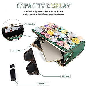 Lanpet Women Clutches Colorful Flower Evening Bag Sequins Satin Evening Clutch Bride Wedding Handbag