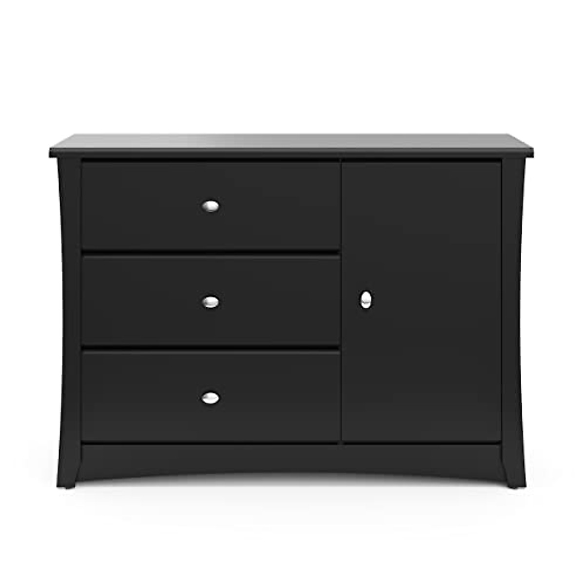 Storkcraft Crescent Dresser, 3 Drawer Combo, Black