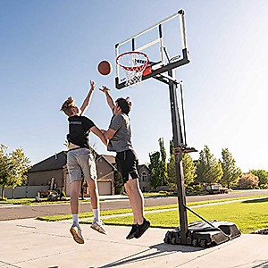 Lifetime 90734 Adjustable Portable Basketball Hoop, 54-Inch Tempered Glass Backboard, black