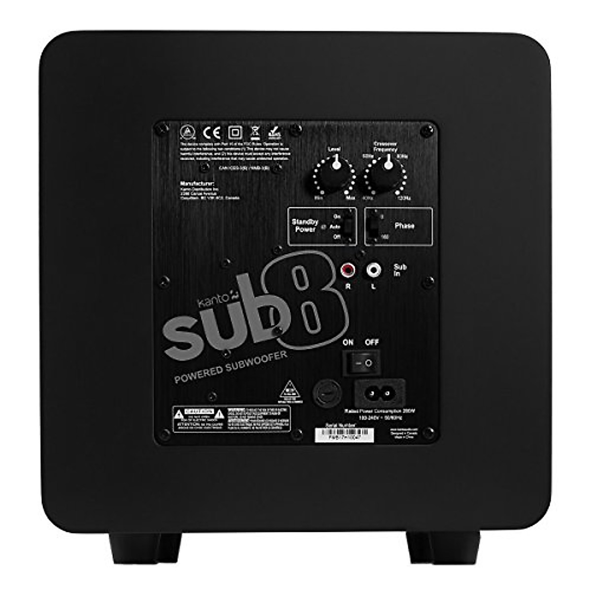 Kanto sub8 Powered Subwoofer – 8” Paper Cone Driver — Powerful Bass Extension – Matte Black