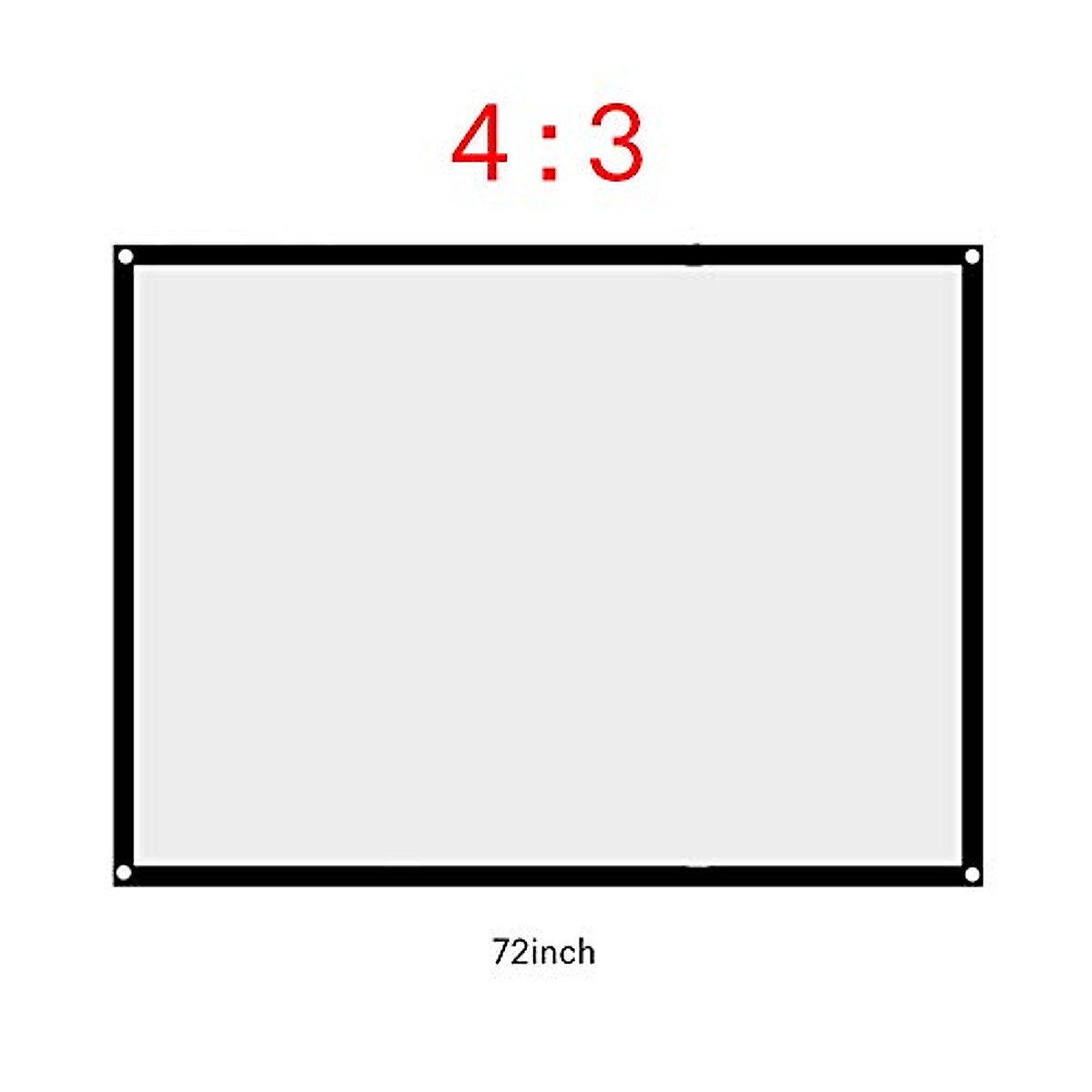 Projection Screen, Projector Curtain, Movie Projector Screen, 60-100 Inch Portable Foldable Non-Crease White Projector Curtain Projection Screen 4:3(72 inches)