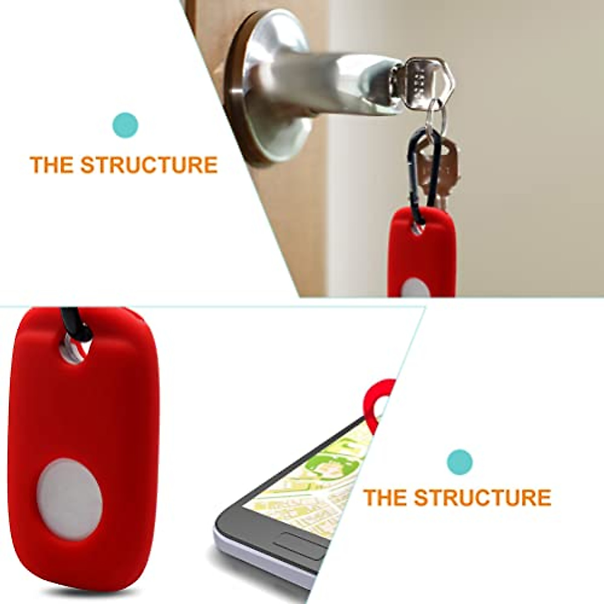 Locator Skin Protector Case 4pcs Compatible for Tile Pro 2022 Anti- Lost Loop with Keychain Ring Holder Tracker Finder Locator Anti- Lost Protector Holder
