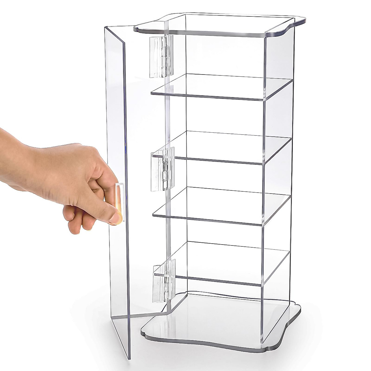 ZENFUN 5 Layers Acrylic Belt Organizer, Square Stackable Belt Storage Box Clear Display Case Vanity Organizer for Watch, Hair Accessories, Jewelry, Closet and Drawer