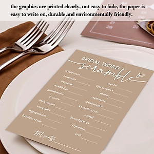 ZIIUFRN Bridal Shower Games, Bridal Word Scramble, 5x7 Inches, Fun and Hilarious Games for Bridal Shower, Wedding Shower, Bachelorette Party Decorations Supplies -B14