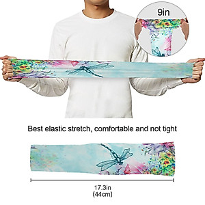 xigua Dragonfly Arm Sleeves UV Sun Protection Cooling Compression Arm Sleeves with Thumb Hole for Cycling, Driving, Golf, Fishing, Gardening, Yard Work