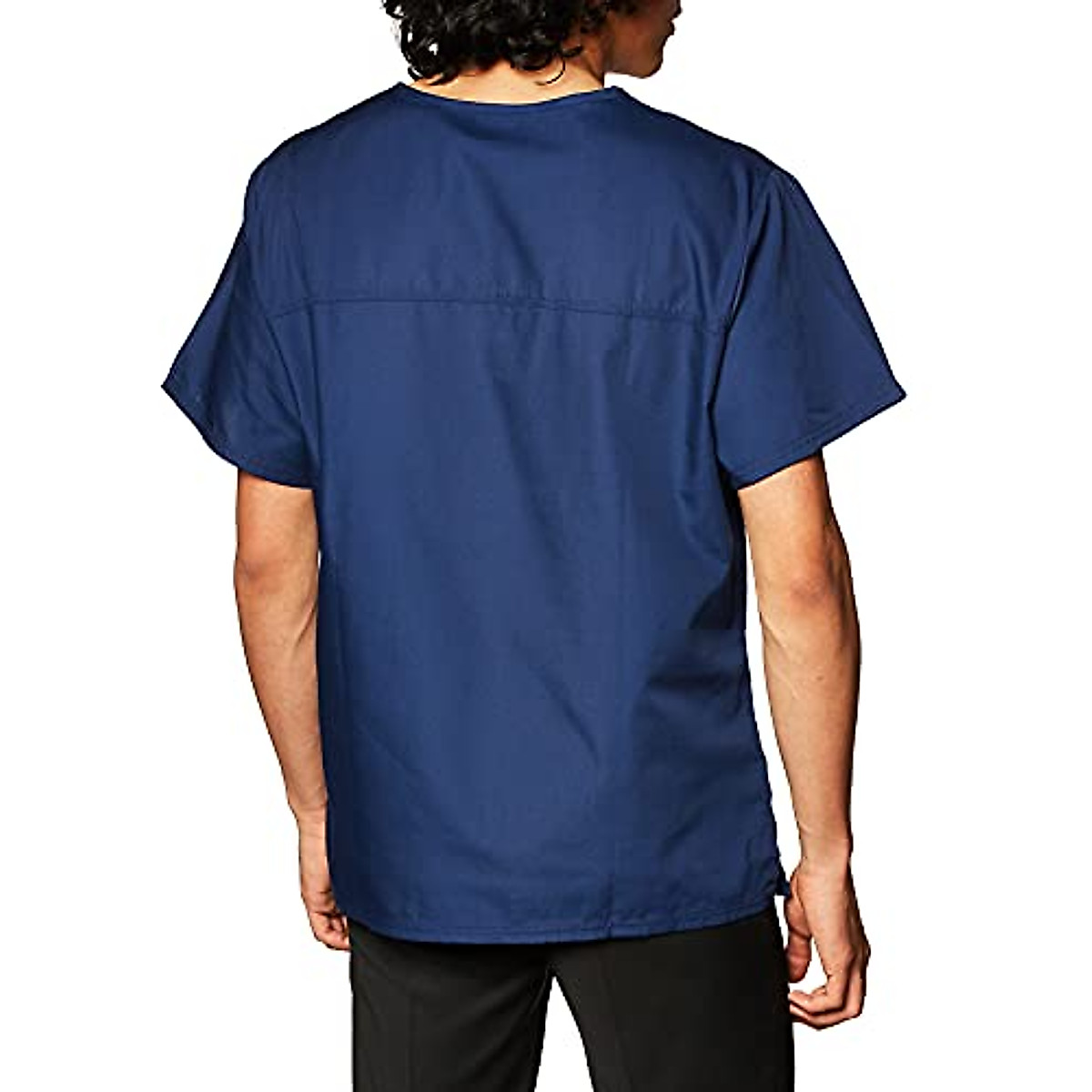 Cherokee V-Neck Men's Scrub Top with Chest Pocket, Durable, Fade Resistant and Easy Care 4789, L, Navy