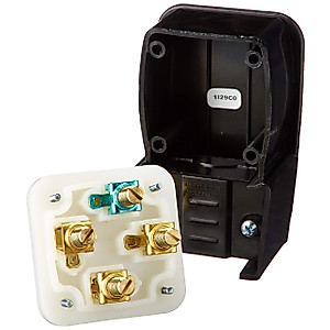 Leviton 8462-P 60 Amp, 250 Volt- 3PY, Straight Blade, Plug, Industrial Grade, Grounding, Angle, Black