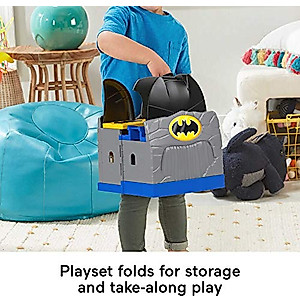 Fisher-Price Little People DC Super Friends Batcave, Batman playset with figures for toddlers and preschool kids ages 18 months to 5 years