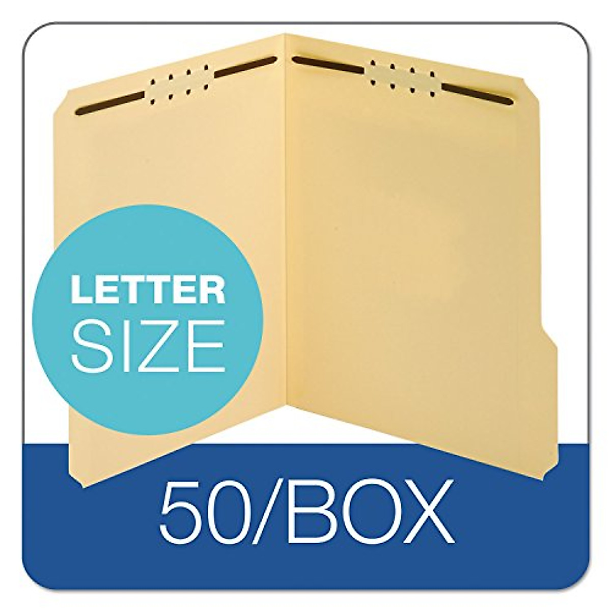 Pendaflex 1453718Pt Top Tab Fastener Folder, 1/3 Cut Top Tab, Letter, 18 Point, Manila, 50/Box