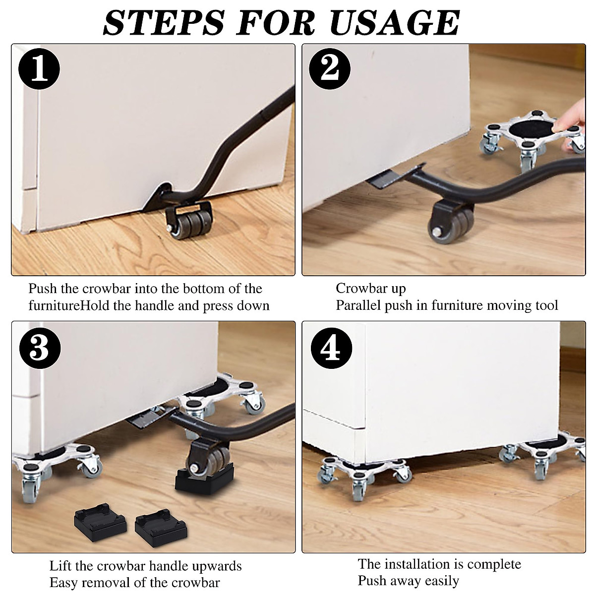 SUCCJJ Furniture Movers with Wheels,Furniture Dolly Heavy Duty,Furniture Lifter Tool with 5 360° Rotatable Rubber Universal Wheels,Furniture Moving Tool Maximum Load 3474lbs