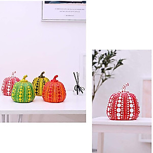 LGYKUMEG Yayoi Kusama Pumpkin Sculpture Statue Ornament Botanical Garden Decoration Artists Modern Sculpture Dot Art Home Decor Accessories Office Wedding,Green