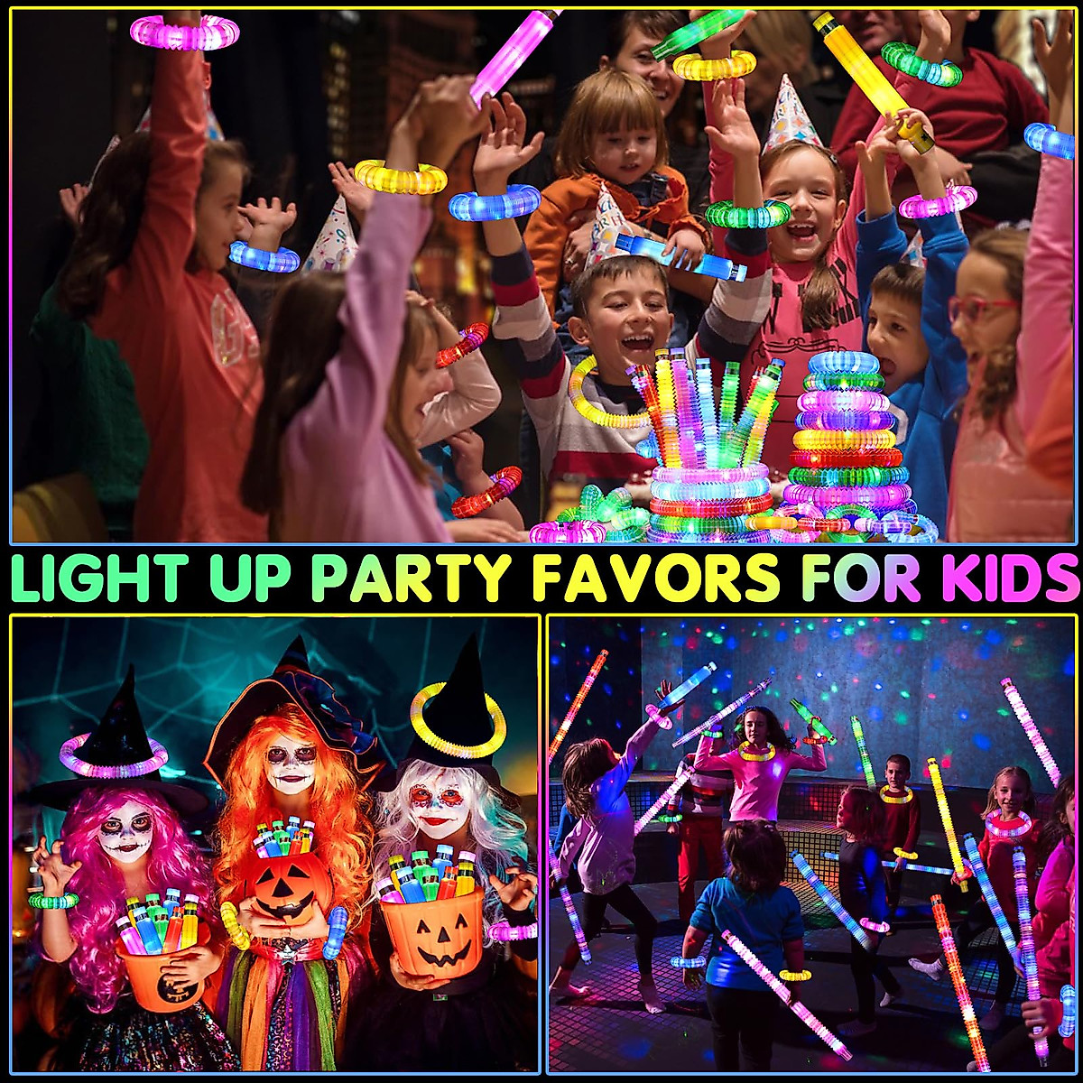 24 Pack Glow Sticks Bulk Party Favors for Kids Christmas Gifts Stocking Goodie Bags Stuffers Christmas Decorations Light Up Pop Tubes Glow Bracelets Necklaces New Years Glow in the Dark Party Supplies