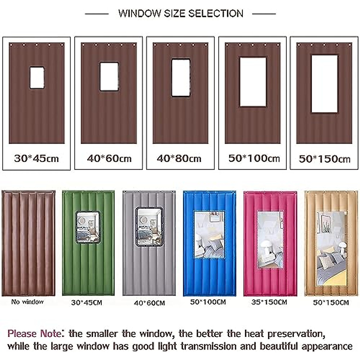 Kszoxdi Heavy Duty Thermal Insulation PU Doorway Curtain Screen Door Curtains Panel Soundproof Blanket Extra Wide with Window 30cm W x 45cm L for Garage Front Door Patio Kitchen Pink (Size : W130cm*H