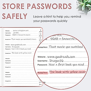 Elegant Password Book with Alphabetical Tabs - Hardcover Password Book for Internet Website Address Login - 5.2" x 7.6" Password Keeper and Organizer w/Notes Section & Back Pocket (Rose Gold)