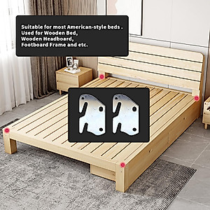 Bitray Wood Bed Plates Wood Bed Rail Hook Plates for Bed Frame Bracket Headboard Footboard Replacement - 4pcs