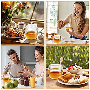 Loscarol Honey Jar with Dipper and Lid Glass Dispenser Honey Pot, 8 oz Honey Jar and 2 Honey Dippers Stick Set, for Home Kitchen Storing Honey and Syrup - Honey Containers