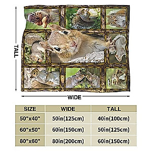 Squirrel Throw Blankets Ultra Soft Flannel Blanket Warm Cozy Couch Sofa Bed Decor for All Seasons