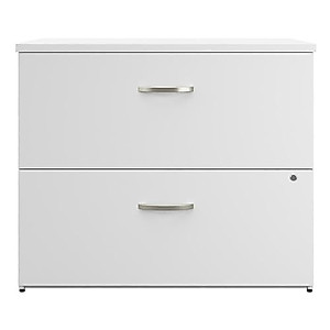 Bush Business Furniture Office in an Hour 2 Drawer Lateral File Cabinet | Locking Storage for Letter, Legal, and A4-size Documents, Pure White