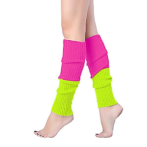 v28 Women Juniors 80s Eighty's Ribbed Leg Warmers for Party Sports(mixi)