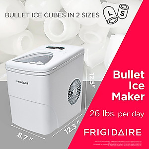 Frigidaire Portable Countertop EFIC108-WHITE Maker, Freestanding, 26LB ice per Day, White