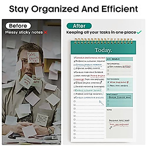 To Do List Pad - To Do List Notebook for Work with 52 Sheets, Undated Daily Planner Perfect for Daily Tasks and Goal Setting, To Do List Notepad Suitable for Office, Home and School-Greenery Sway