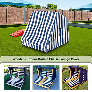 Sobana Kids Outdoor Chaise Lounge Cover for Wooden Double Chaise Lounge,Waterproof Patio Furniture Cover with Zipper for Kids or Pets,Blue