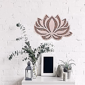 Mandala Yoga Room Night Light LED Multi-Layer Laser Cut Carved Light LED Elegant Wooden Mandala Hanging Light (Lotus)