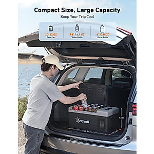 AstroAI 12 Volt Car Refrigerator, Portable Freezer 12V Fridge Electric Cooler -4℉~68℉ with 12/24V DC & 110V AC for Car, RV, Truck, Van, Boat for Camping, Travel, Fishing Outdoor(35L)