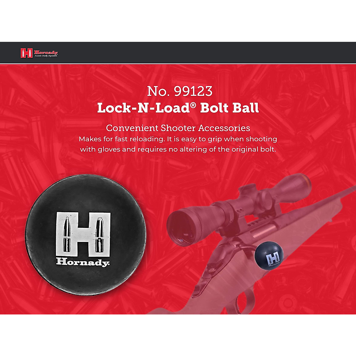 Hornady Lock-N-Load Bolt Ball – A Firearm Accessory for Faster Reloads – Easy Grip When Shooting with Gloves, Ideal for Hunting – Item No. 99123