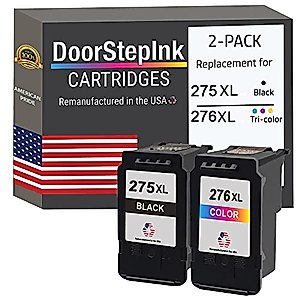 DoorStepInk Remanufactured in The USA Ink Cartridges for Canon PG-275XL Black and Canon CL-276XL Color