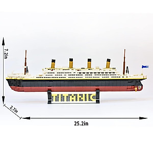 RiceBlock Large Titanic Model Building Block Kit, Home Alone Adults Challenging Huge Hard Titanic Cruise Ship Model Building Set Toys for Kids, 1333 Pieces