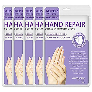 5 Pairs Hands Moisturizing Gloves - Hand Peel Mask Exfoliating Gloves, Hand Repair Glove for Dry Hands Treatment, Remove Dead Skin, Cracked Hands for Women or Men (Lavender Hand Mask)