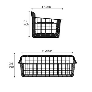 Wall Basket, Packism 4 Pack Hanging Wire Baskets for Organizing Small Versatile Bathroom Organizer Hanging Wall Basket for Bathroom Kitchen Bedroom Garage Add Extra Storage, Easy to Install, Black
