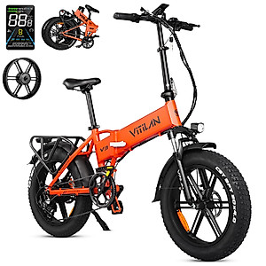 VITILAN V3 1200W Peak Folding Electric Bike for Adults,20"×4" Fat Tire,48V 13AH 624Wh Removable Battery Electric Bicycle,Up 28MPH & 50Miles, Aluminum Alloy Frame Foldable Ebike,LCD Display