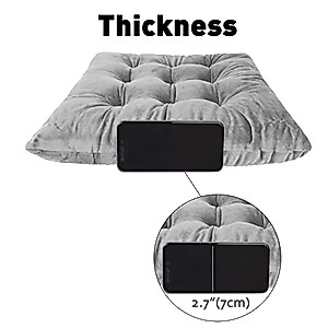 ELFJOY 4 Pack Chair Cushions for Dining Chairs Chair Pads Cushion for Kitchen Office Tufted Square Seat Cushion with Ties (16" Grey Velvet)