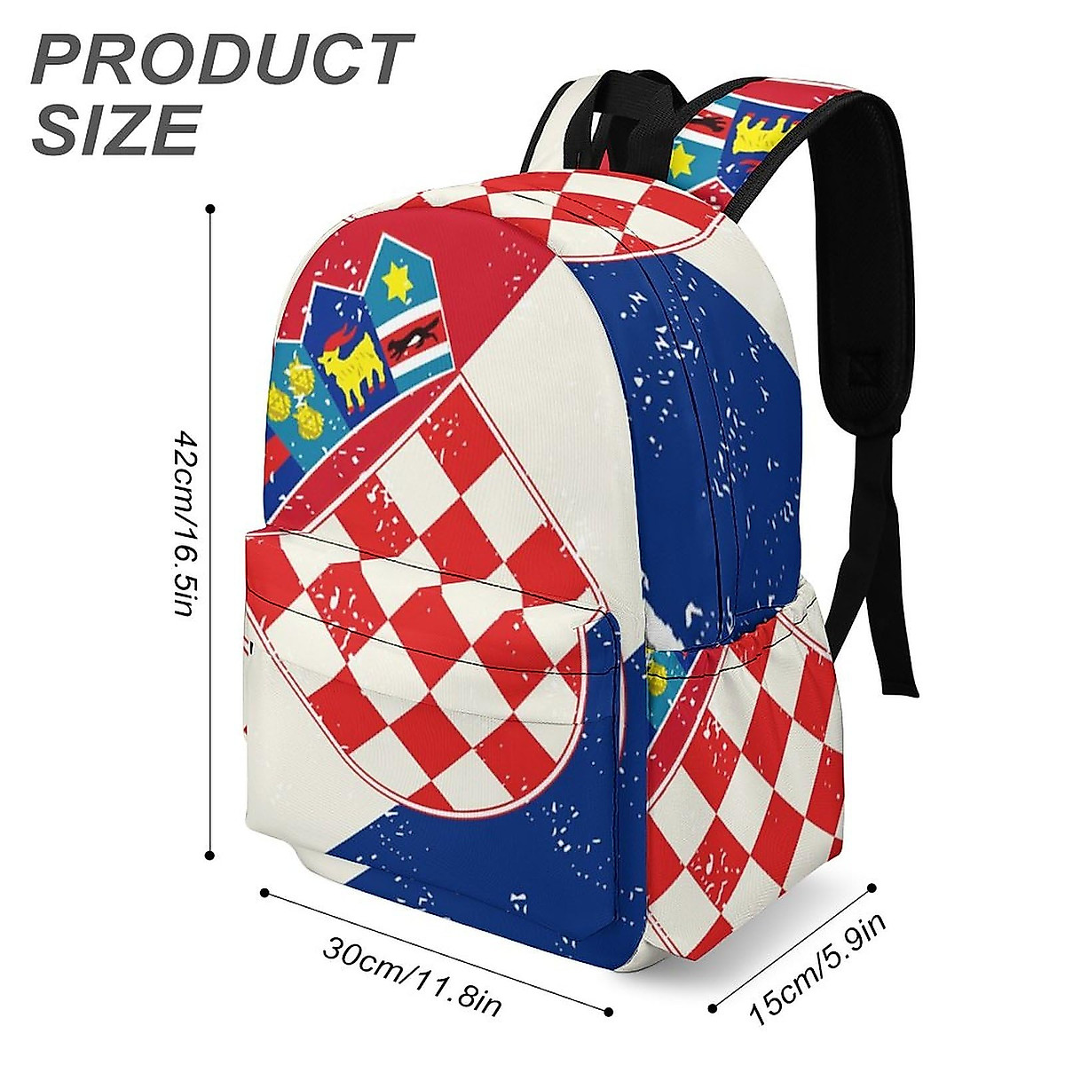 Florally Novelty Backpack Casual Anti-Theft Laptop Backpack Compatible with Croatian Grunge Flag, Lightweight Outdoor Shoulder Daypack Great Gift for Men Women