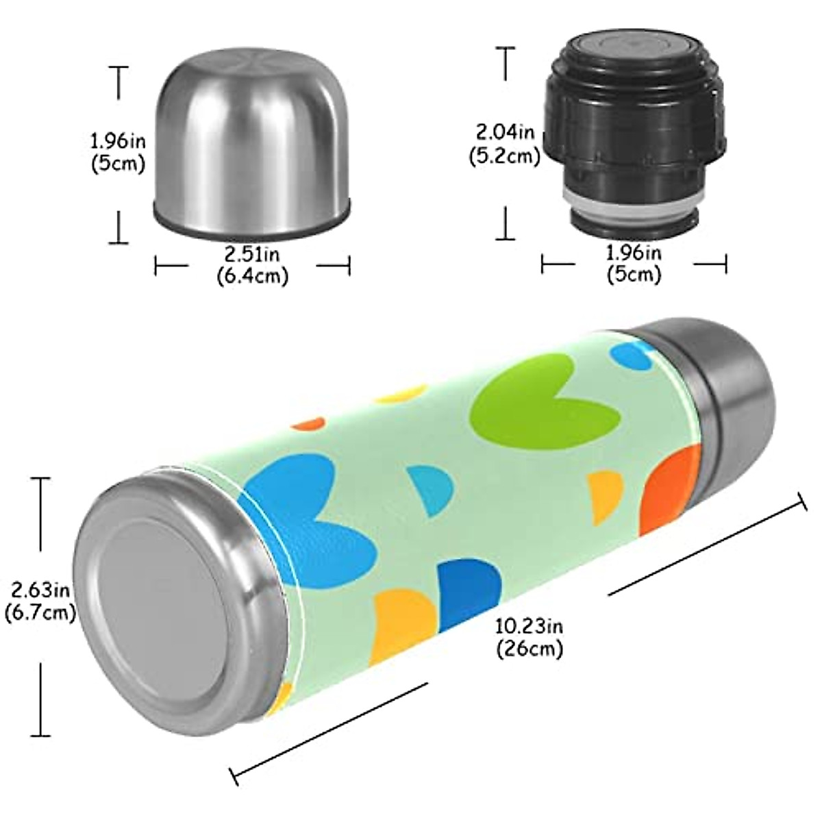 Stainless Steel Leather Vacuum Insulated Mug Semicircle and Heart Thermos Water Bottle for Hot and Cold Drinks Kids Adults 16 Oz