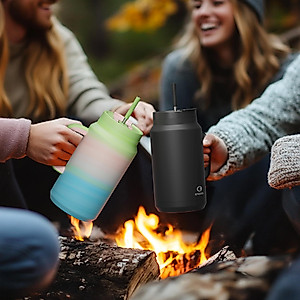 ENCOOL 50 oz Tumbler with Handle and Straw, 100% Leak-Proof Insulated Cup Large Water Bottle with 2-in-1 Lid, Reusable Stainless Steel Travel Mug Water Jug, Non-slip Base, BPA-Free （Fairy）