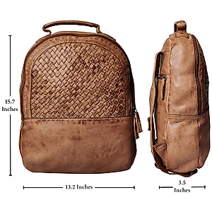 RUSTIC TOWN Mothers Day Gifts Leather Backpack Purse for Women - Washed Leather Multipurpose Laptop Handbag, College Bookbag Camping Daypack Fashion Shoulder Travel Bag