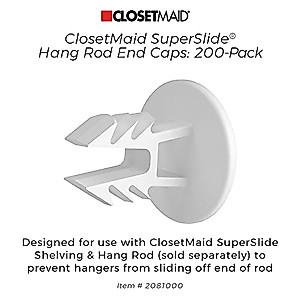 ClosetMaid 20810 SuperSlide Hang Rod End Caps, 200-Pack, White, 200 Piece