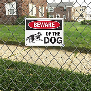SmartSign 10 x 14 inch “Beware of The Dog” Sign With Graphic, Digitally Printed, 55 mil HDPE Plastic, Red, Black and White, Made in USA