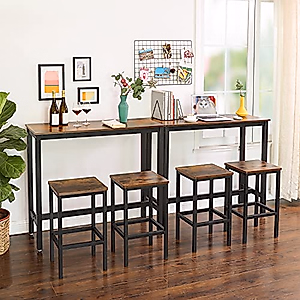 VASAGLE Narrow, Bar Table with Sturdy Metal Frame, Easy Assembly, Industrial Design, ‎15.7 x 47.2 x 39.4 inches, Rustic Brown