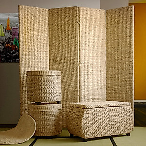 Oriental Furniture Rush Grass Storage Footstool - Natural