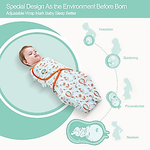 Nearkoi Swaddle Blanket Set for Baby,100% Cotton Swaddling Sack with Caps, Adjustable Sleep Sack,Sleep Bag for Newborn Baby (Green, M)