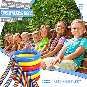 Kids Walking Rope, Preschool Walking Rope, Kindergarten Handles Safety line Rope, Daycare Essentials Toddler Outdoor Supplies (8 Pcs, RED)