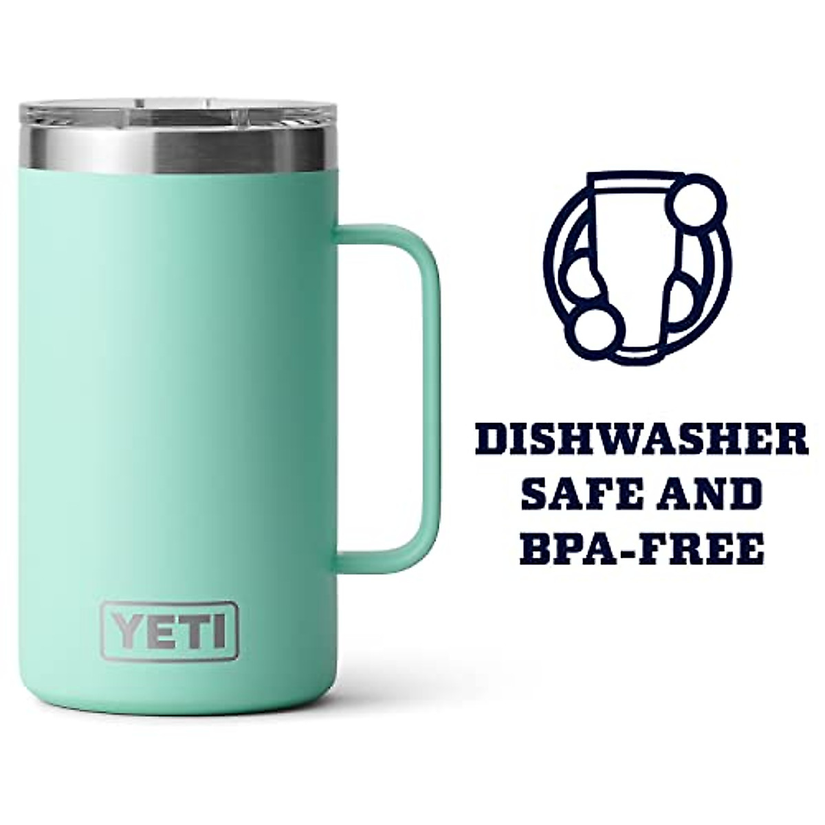 YETI Rambler 24 oz Mug, Vacuum Insulated, Stainless Steel with MagSlider Lid, Seafoam